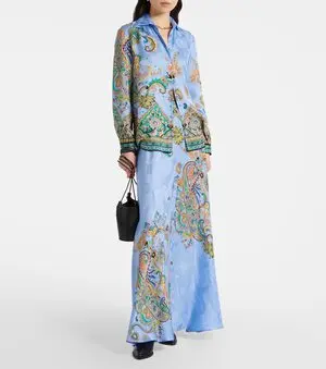 Etro Floral Silk Crêpe De Chine Maxi Skirt