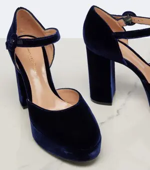 GIANVITO ROSSI Velvet Platform Pumps