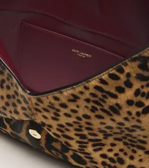 Saint Laurent Cassandre Leopard-print Calf Hair Pouch