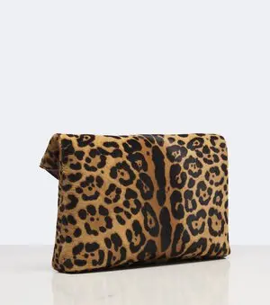 Saint Laurent Cassandre Leopard-print Calf Hair Pouch