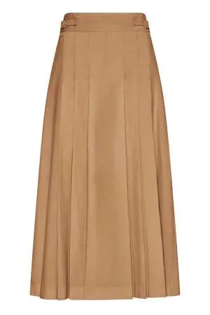 Gabriela Hearst Wesley Pleated Corduroy Skirt - Camel