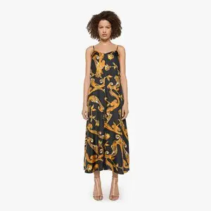 La Prestic Ouiston Maxi Dress With Golden Rose Print - Black
