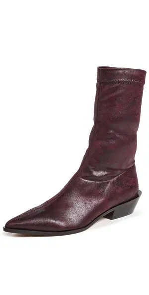 Tibi Leo Faux Leather Boots - Wine