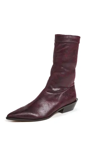 Tibi Leo Faux Leather Boots - Wine