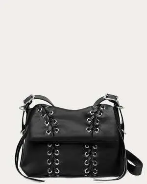 AIMEE Lace Up Double Entry Crossbody - Black