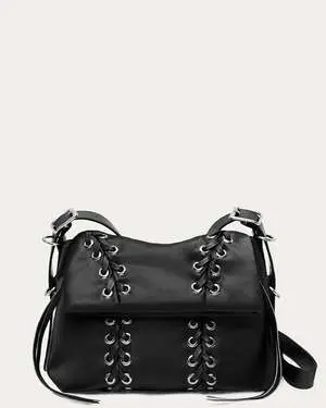 AIMEE Lace Up Double Entry Crossbody - Black