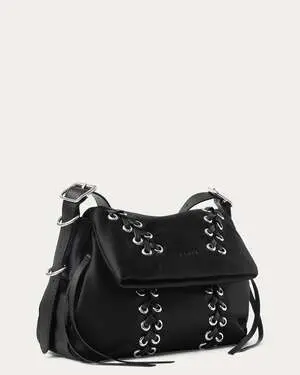 AIMEE Lace Up Double Entry Crossbody - Black