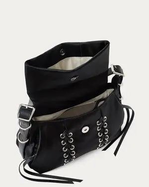 AIMEE Lace Up Double Entry Crossbody - Black