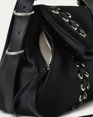 AIMEE Lace Up Double Entry Crossbody - Black