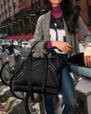 AIMEE Lace Up Convertible Tote - Black