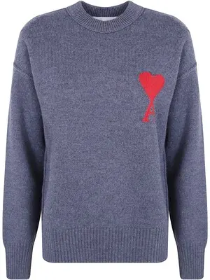 AMI Paris De Coeur" Crewneck Sweatshirt - Gray