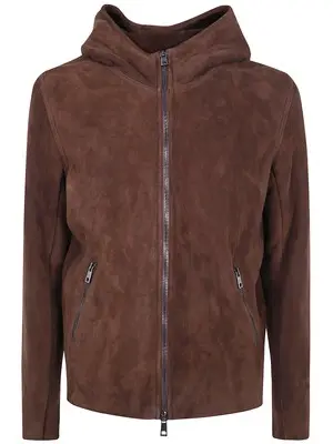 GIORGIO BRATO Hooded Shearling Leather Jacket