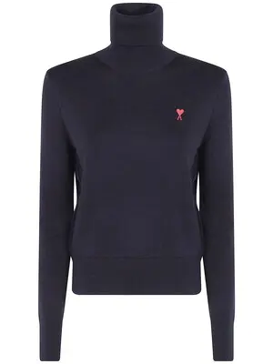 AMI Paris Wool Turtleneck Sweater With De Coeur Emblem