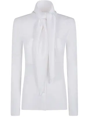 COURREGES Shirt Satin Scarf Collar Jersey