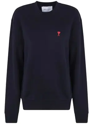 AMI Paris Sweatshirt With Red De Coeur Detail - Black