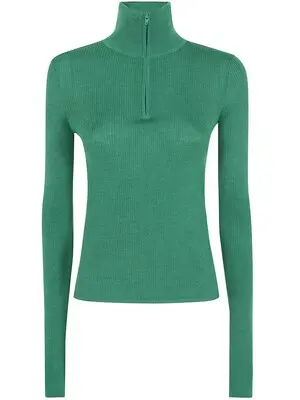 THE FRANKIE SHOP Ribbed Knit Zip Sweater