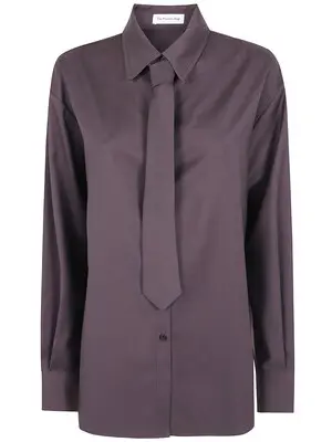 THE FRANKIE SHOP Peri Shirt With Tie Neck Detail - Brown