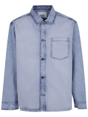 LES DEUX Bleached Denim Overshirt - Blue