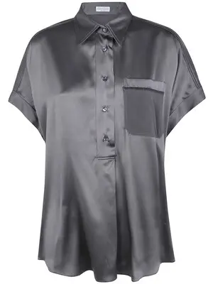 Brunello Cucinelli Silk Short Sleeve Shirt