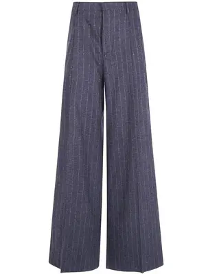 Tagliatore Wool Striped Wide-leg Trousers