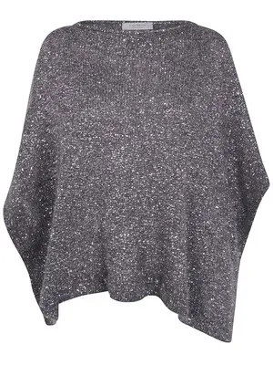 D.exterior Sweater Soft Alpaca Crystals Cape - Brown