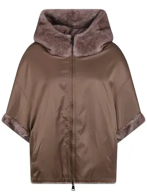 BETTA CORRADI Hooded Fur Trimmed Zip-up Coat