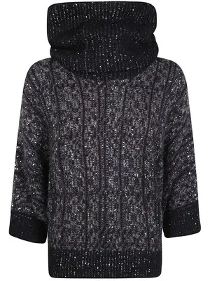D.exterior Sweater Hooded "galles" Soft Alpaca Turtle Neck - Brown