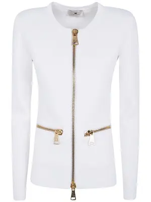 Elisabetta Franchi Viscose Zip-up Sweater - White
