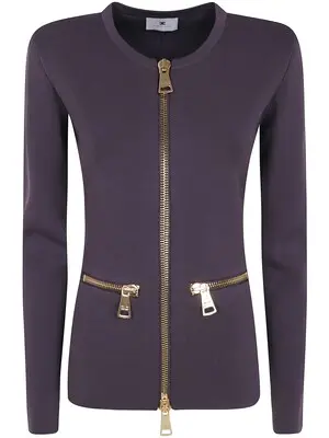 Elisabetta Franchi Zipper Detailed Ribbed Sweater