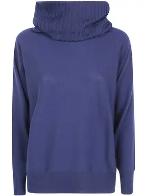 D.exterior Sweater Merino Turtle Neck "oversized - Blue