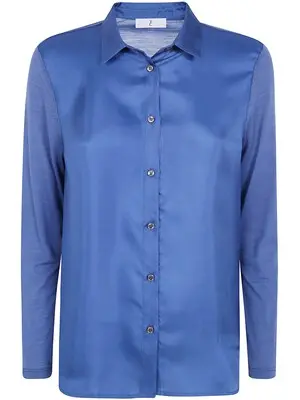 WHYCI Shirt Wool Blend "straight Shirt - Blue