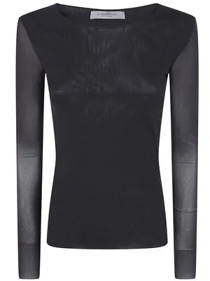 D.exterior Sweater Long Sleeve "tulle Round Neck - Brown