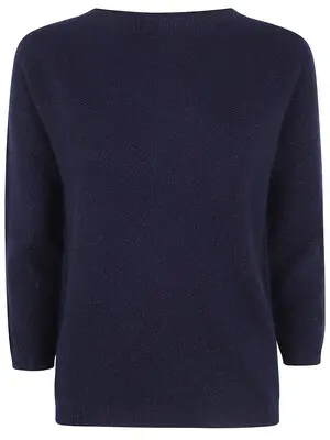Fabiana Filippi Sweater Lurex Platinum Boatneck - Blue