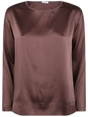 Rossopuro Sweater Long Sleeved "silk Blouse - Beige