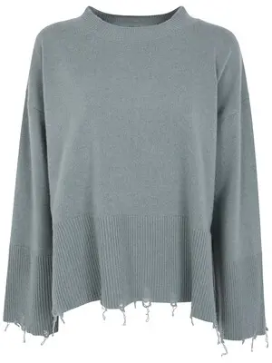 LABORATORIO Sweater Wool Hole Front "4728 4015 Sage - Green