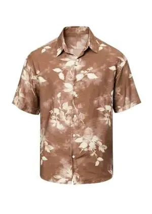 VAYLA Lightweight Short Sleeve Printed Shirt Mocha