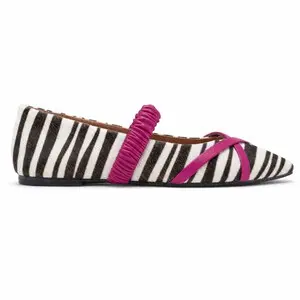 ATHENARA BY MARCELA HERNANDEZ Cleo Zebra Print Ballet Flats - White