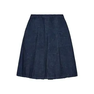 DR. DENIM Pleated Midi Skirt In Haze Rinse
