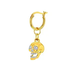 TRUE ROCKS 18kt -plated 2 Tone Mini Skull Earring On Hoop