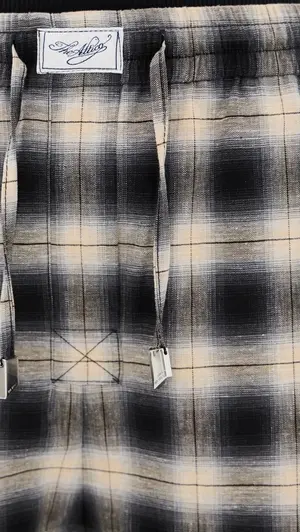 Attico Long Check Balloon Pants - Sand/black
