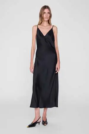 ANINE BING Blanca Midi Slip Dress - Black
