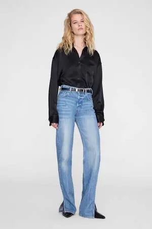 ANINE BING Scott Cropped Shirt - Black