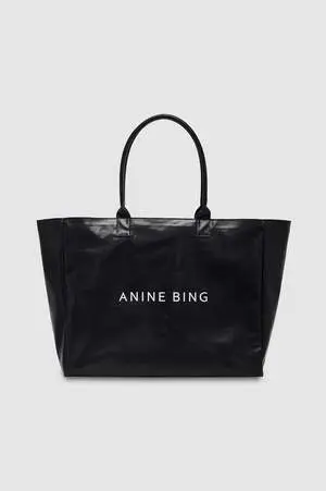 ANINE BING Leo Coated Canvas Tote Bag - Black
