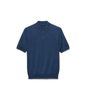Prada Silk And Cotton Polo Shirt - Blue