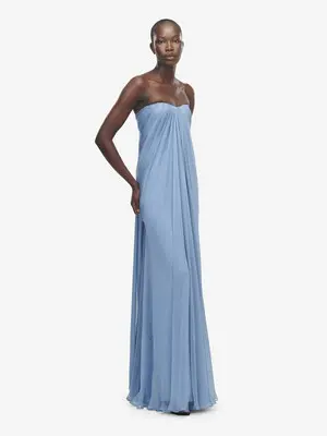 Alexander McQueen Bustier Evening Dress - Blue