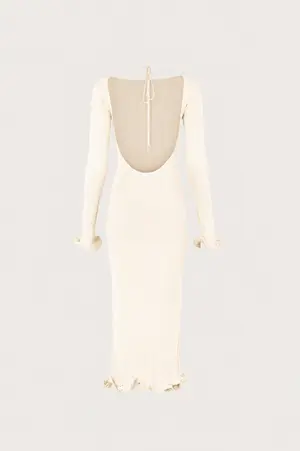 SAME Ruffled Hem Midi Dress - Cream