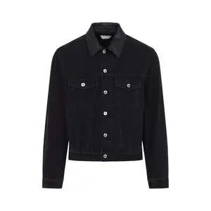 Bottega Veneta Intrecciato Collar Denim Jacket - Black