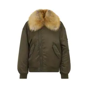 Saint Laurent Shearling Bomber - Green