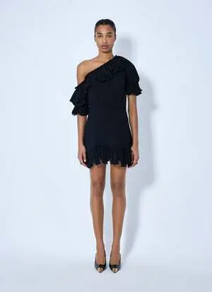 Saint Laurent Asymmetric Mini Dress - Black