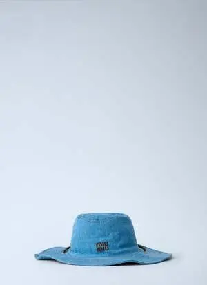 Miu Miu Wide-brimmed Logo Hat - Blue